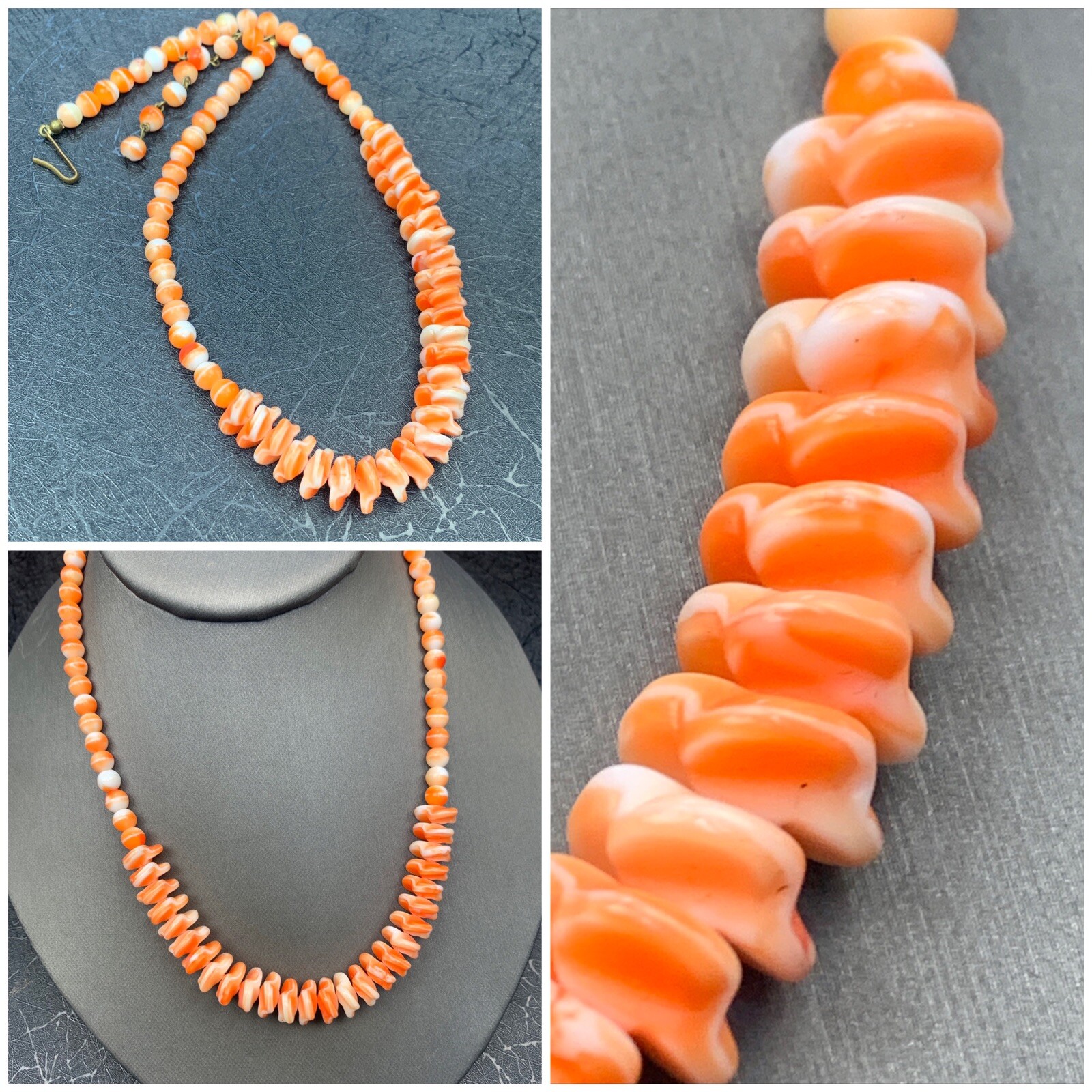 West Germany Original Vintage Faux Ocean Coral Orange… - Gem