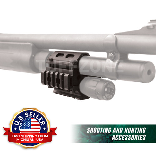 TUFF ZONE Shotgun Tri-rail barrel mount with Laser/Flashlight Clamp ...