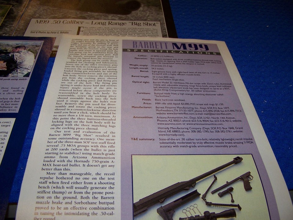 BARRETT M99 (.50 CAL) "LONG RANGE BIG SHOT"..PHOTOS/HISTORY/DETAILS ...