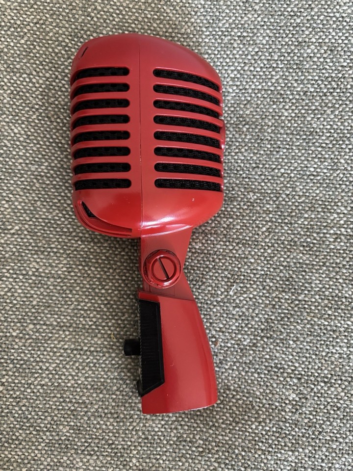 SHURE 55SH SERIES II RETRO MICROPHONE RED CUSTOM MODEL W/ STAND MOS DEF ...