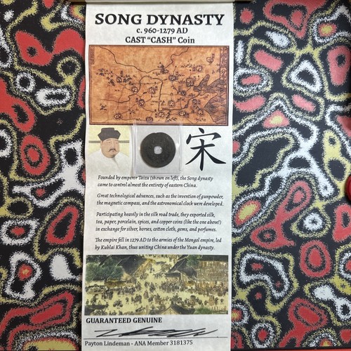 Song Dynasty Cast Cash Coin In Scroll (960-1279 AD) Signed Genuine with ...