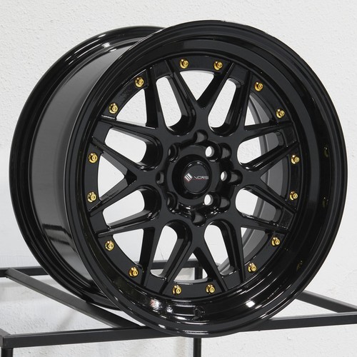 16x8 Vors VR7 4x100/4x114.3 20 Black Wheels Rims Set(4) 73.1 ...