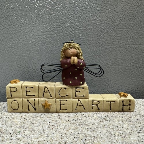 Vtg Blossom Bucket Angel “Peace On Earth” Signed Suzi Resin Figure 5”x3 ...
