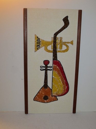 Original Mid-Century Danish Modern Wall Plaque With Musical Instruments ...