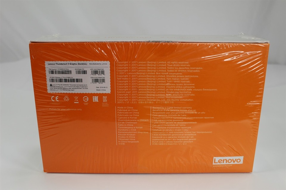 Sealed Lenovo Thunderbolt 3 Graphics Dock G0A10170UL GeForce GTX 1050 ...