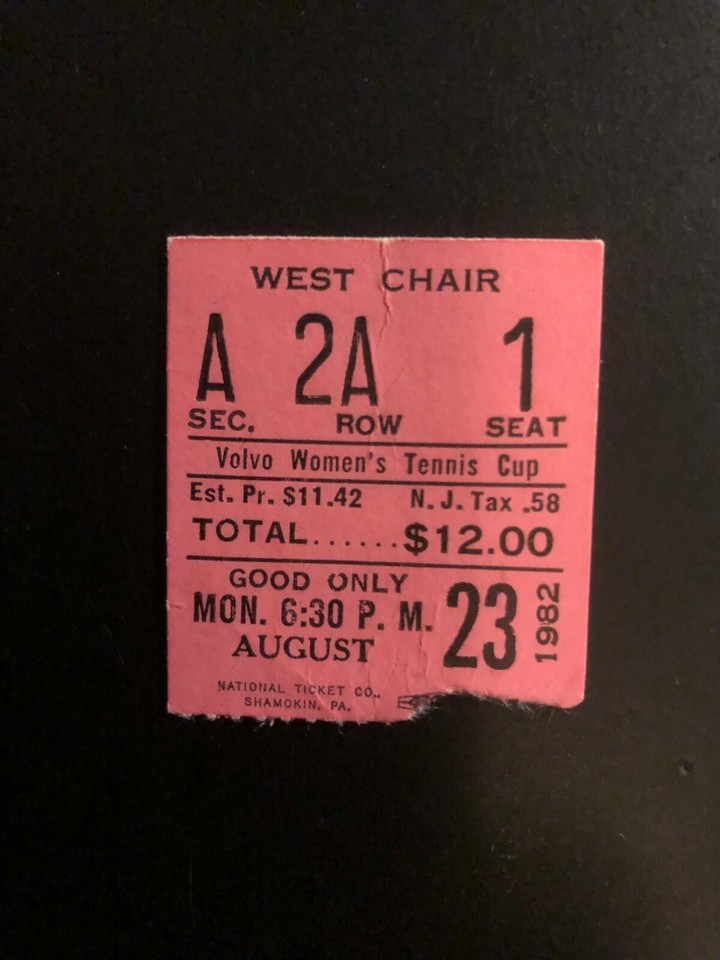 Old Vintage 8/23/1982 VOLVO WOMEN'S TENNIS CUP USED TENNIS TICKET-STUB ...