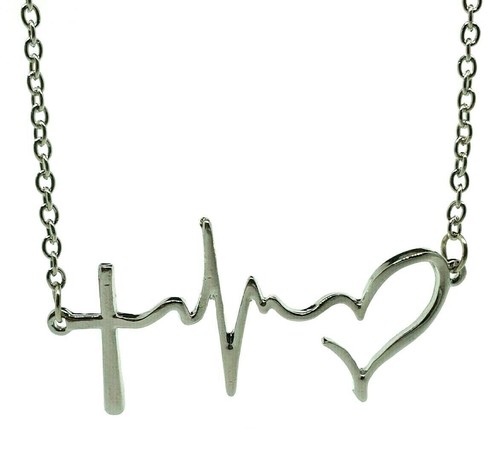 Faith Hope Love Necklace Pendant Cross Lifeline 925 Silver Plated 20 ...