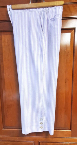 Ruby Rd Capri Pants Striped Lavender Purple and White Cotton Bottoms ...