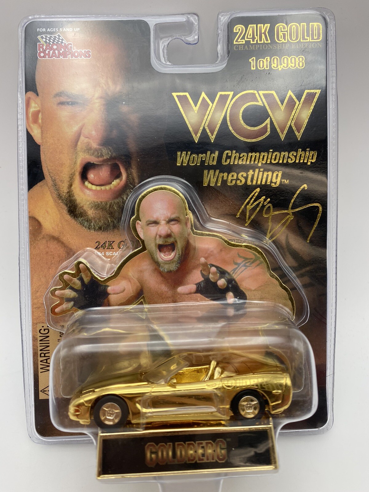 1998 WCW Racing Champions Goldberg 24K Gold Corvette1:64 Scale FREE ...