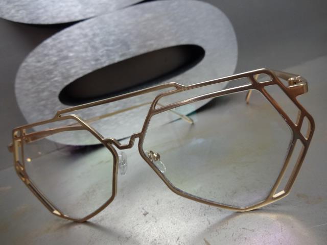 New OVERSIZE VINTAGE RETRO Style Clear Lens EYE GLASSES Hexagon Gold ...