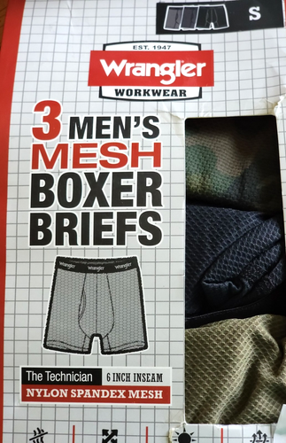Wrangler Men's Stretch Mesh Boxer Briefs, 3 Pack Workwear Size S (28-30 ...