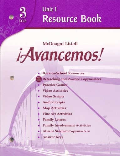AVANCEMOS!: UNIT RESOURCE BOOK 1 LEVEL 3 (SPANISH EDITION) By Mcdougal ...
