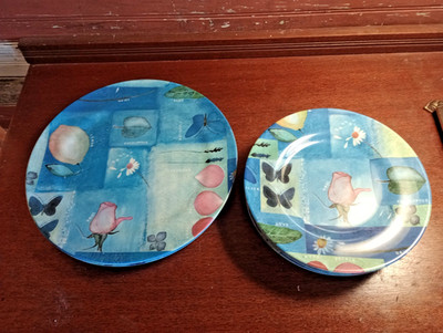 10 pc Evolution Sakura Melamine Plates Garden Theme ~3 Dinner and 7 ...