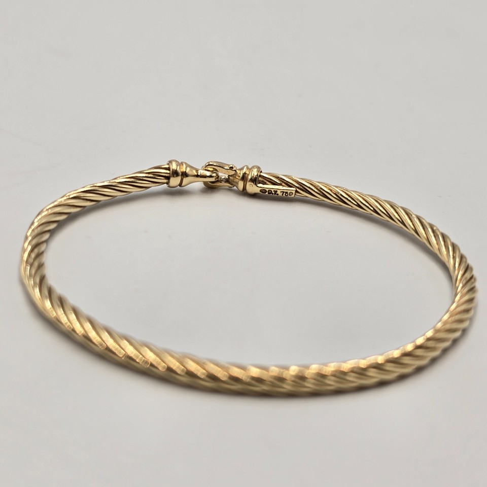 David Yurman 18K Yellow Gold 3mm Kids Cable Buckle Bracelet | eBay