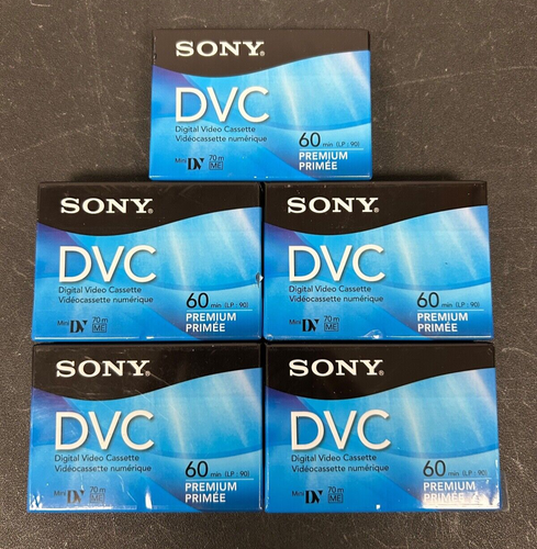 Lot of 5 Sony Premium DVC Digital Video Cassette Mini DV 60 Min- NEW ...