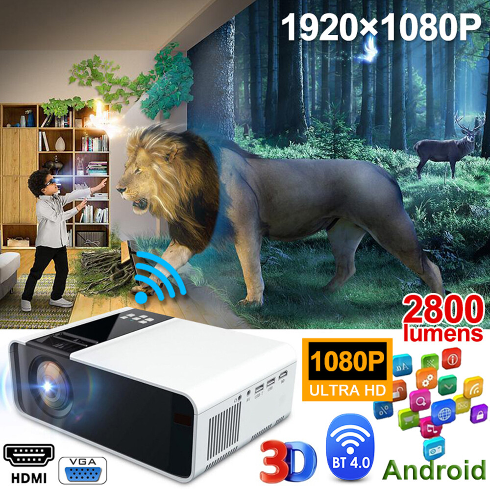 HD 1080P Movie Game Projector Mini Projector 3D LED 4K WiFi Home ...