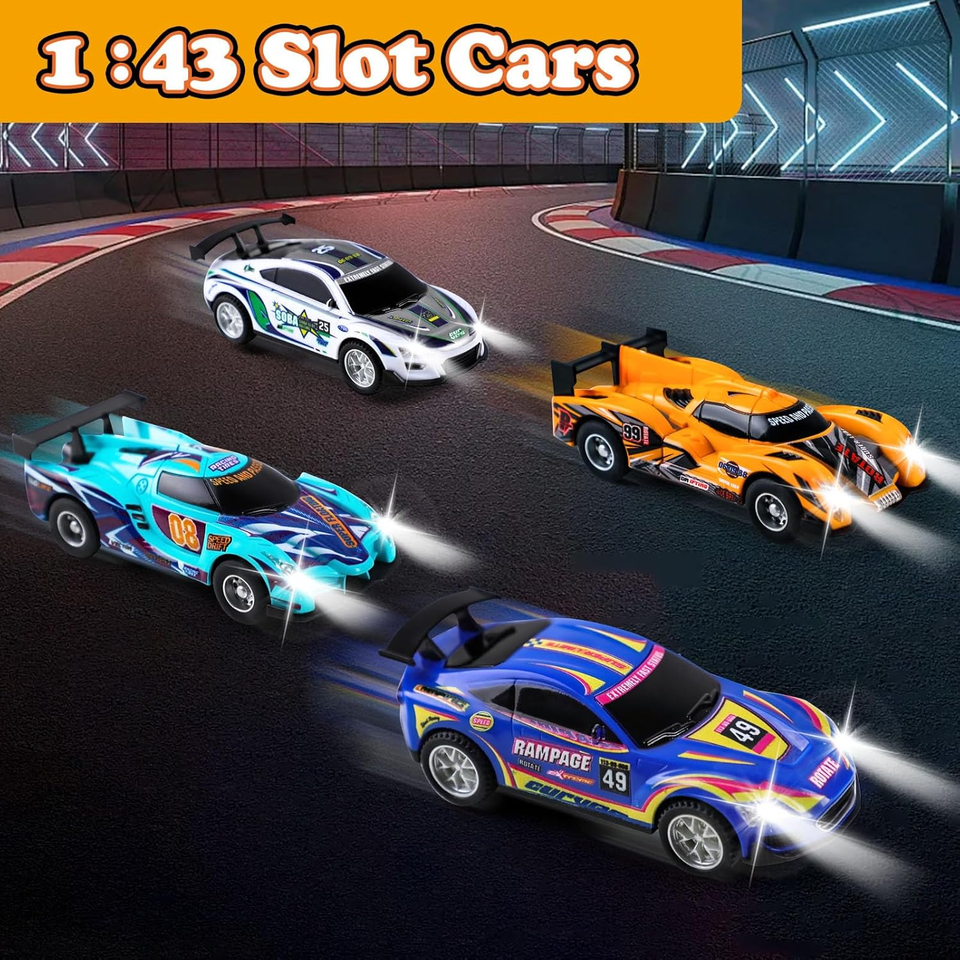 Slot Car Race Track 30FT Electric Race Car Track with 4 High-Speed 1:43 ...