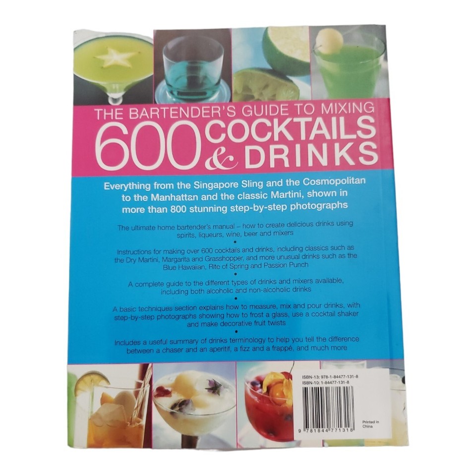 Bartenders Guide To Mixing 600 Cocktails And Drinks Recipe Cookbook | eBay
