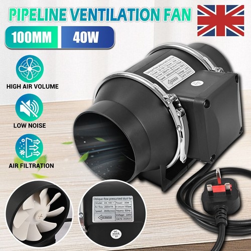 4" 150mm Extractor Fan Quiet Inline Grow Room Fan Hydroponic for ...