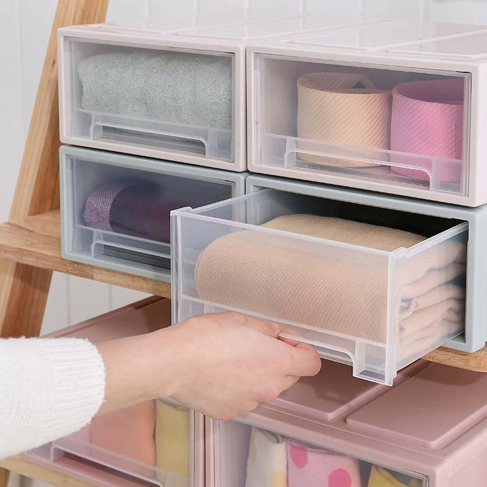 Stackable Box Chest Plastic Drawer Unit Organizer Wardrobe Storage ...