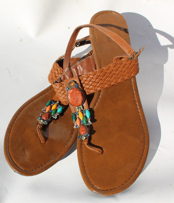 Native American sandals ladies 12.5, 13 brown blue Jewels DIY Nicole ...
