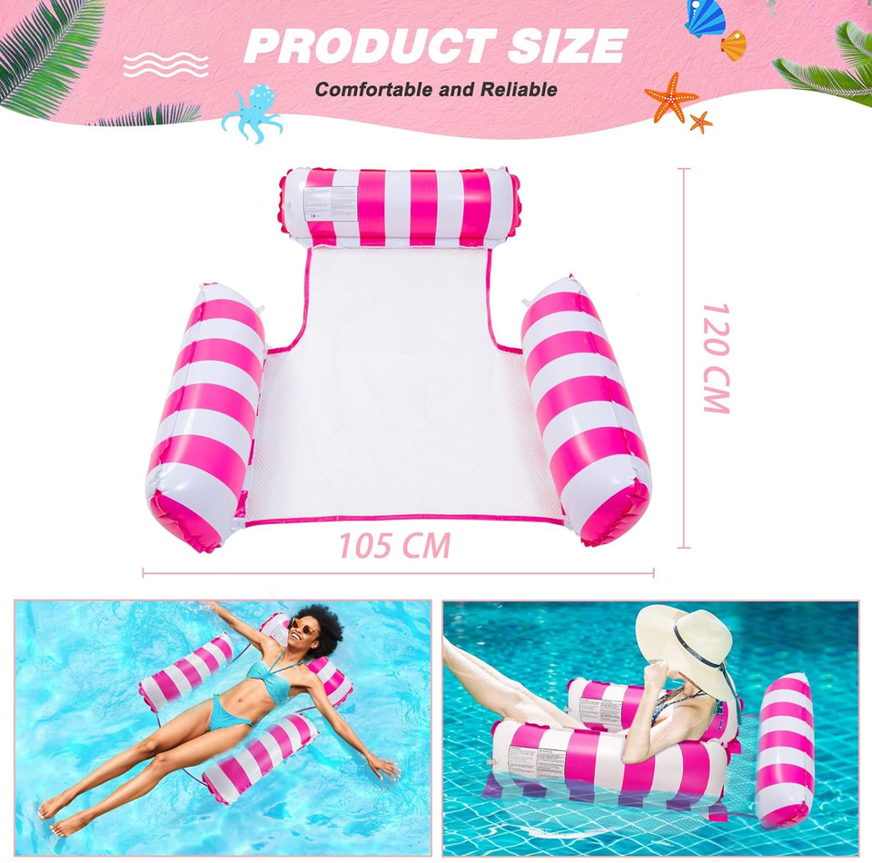 Inflatable Pool Float Hammock for Adults & Kids – 3 Pack Multi-Purpose ...