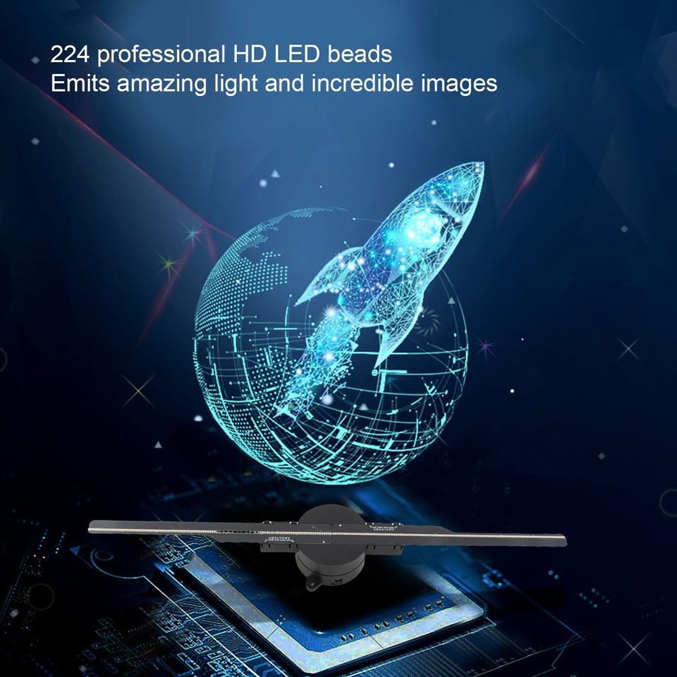 3D Hologram Fan 16.5in 2000x224 WiFi 3D Projector with 224 LED Light ...