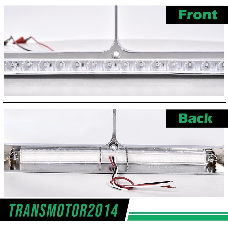 4x6 Chrome Headlight Headlamp Visor Bezels w/ Amber LED Bar - Clear ...