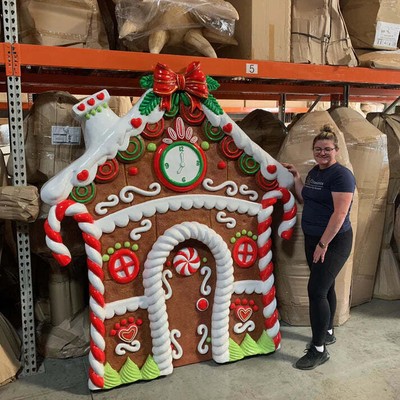 Gingerbread House Backdrop Facade Life Size Resin Statue Seasonal ...