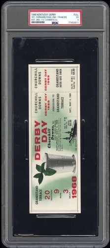 Kentucky Derby Grandstand Terrace 1968 FULL Ticket Stub Horse Racing ...