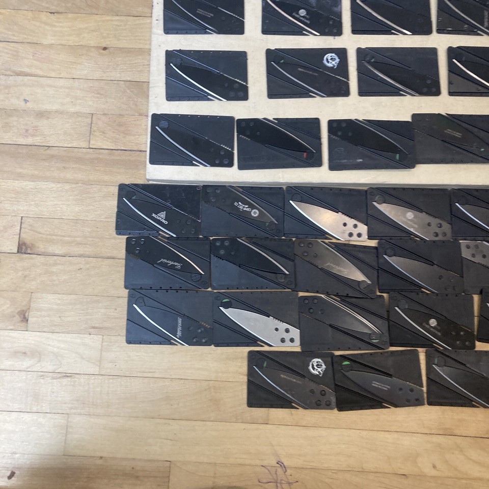 59 USED TSA Confiscated Wallet Defense Cards/EDC Knives/Credit Card ...