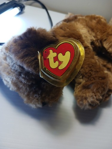 Ty Chips Dog Plush 10" Two Tone Brown Beanie Stuffed Animal Toy Retired ...