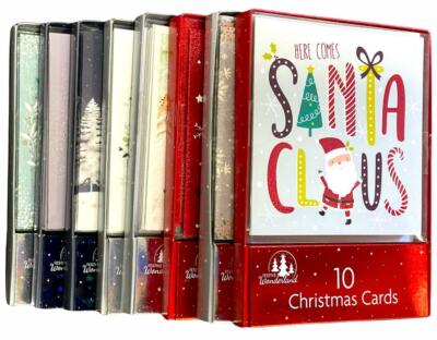 Christmas Cards 10 Card Pack Box Set Square Photo Xmas Traditional ...