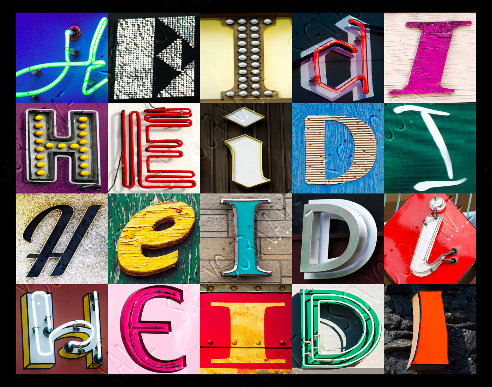 HEIDI Name Poster featuring photos of actual sign letters | eBay