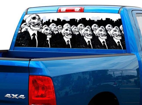 P490 Skulls Skull Rear Window Tint Graphic Decal Wrap Back Pickup ...