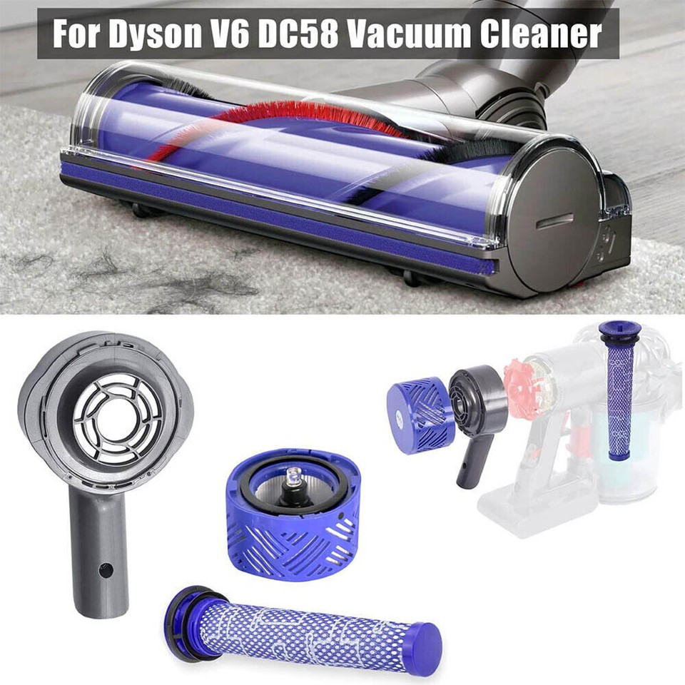 3Pcs Motor Rear Cover + Pre&Post HEPA Filter Set for Dyson V6 DC58 DC59 ...