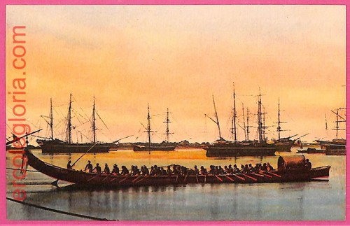 af9251 - MYANMAR Burma - VINTAGE POSTCARD - Regattas in the port of ...