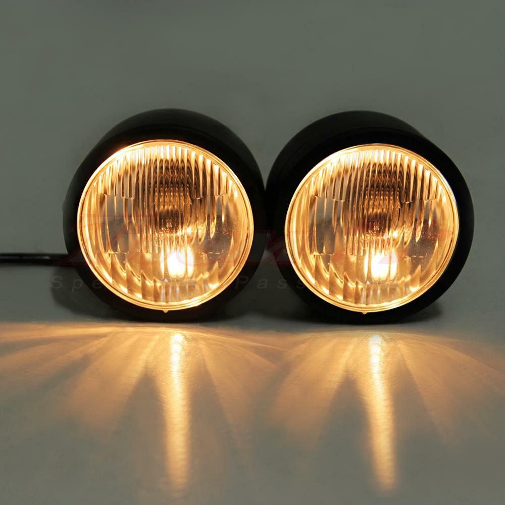Black Twin Headlight Motorcycle Double Dual Lamp Street Fighter ...