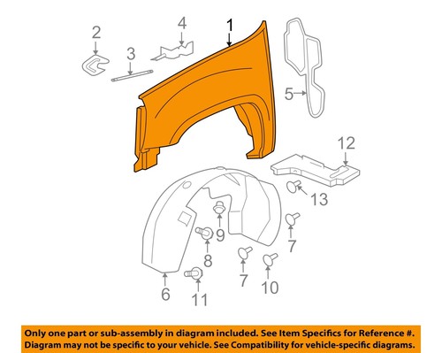 Chevrolet GM OEM 07-13 Silverado 1500-Front Fender Left 22977473 | eBay