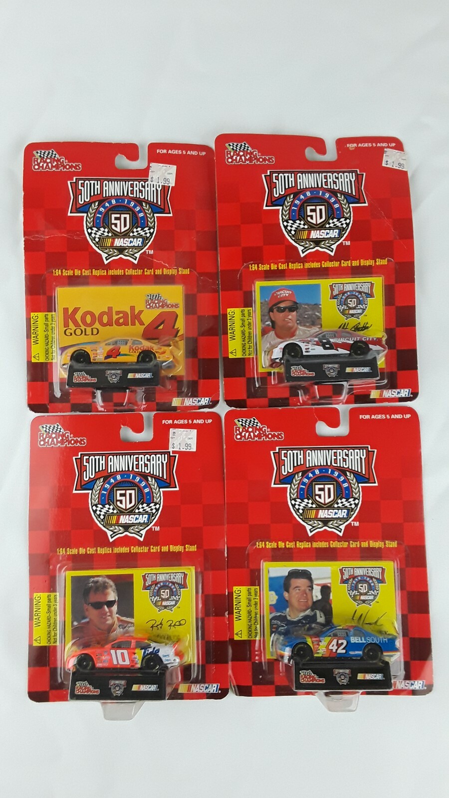 LOT of 4 Vintage 1998 Racing Champions 1:64 NASCAR Die Cast Stock Cars ...