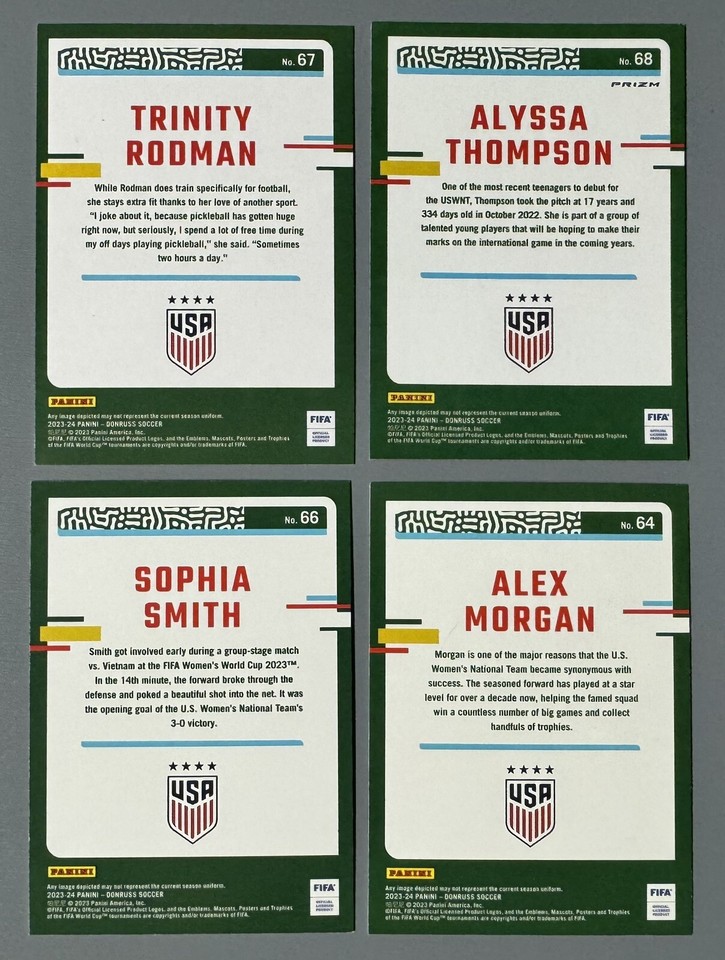 4- 2023-24 Donruss USWNT: Trinity Rodman Cubic, Thompson Velocity ...