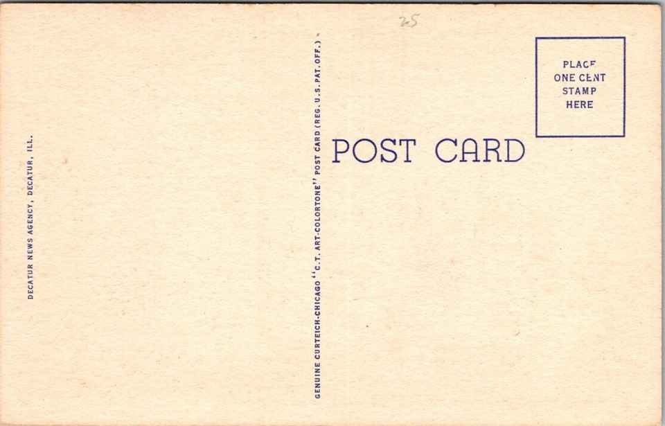 Macon County Court House Decatur IL Illinois US Flag 1940 linen ...