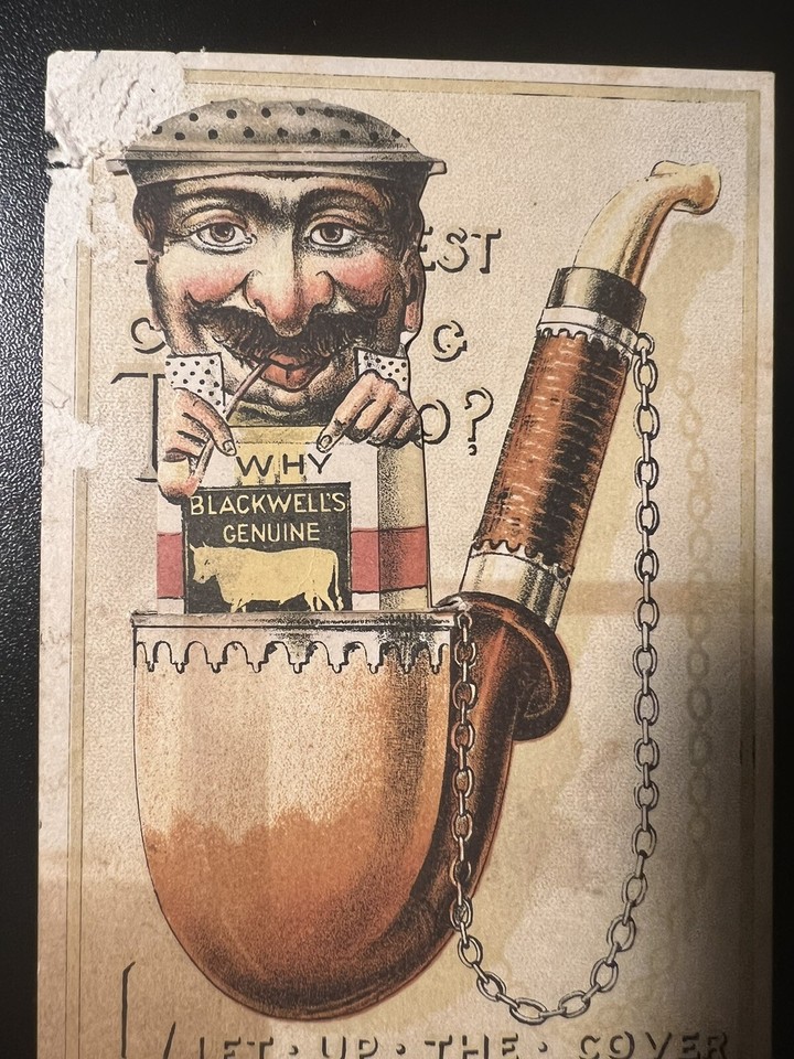 Victorian Trade Card Blackwell’s Tobacco Smoking Pipe Pop Up Durham ...