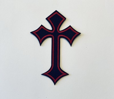 BLACK AND RED CHRISTIAN RELIGIOUS CROSS EMBROIDERED PATCH | eBay Australia