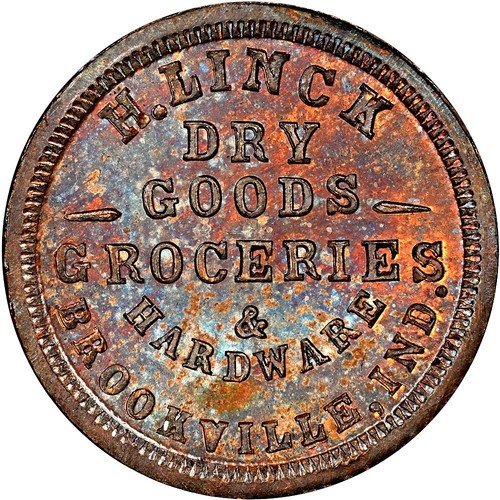 Brookville Indiana Civil War Token H Linck R6 Rare Single Merchant Town ...