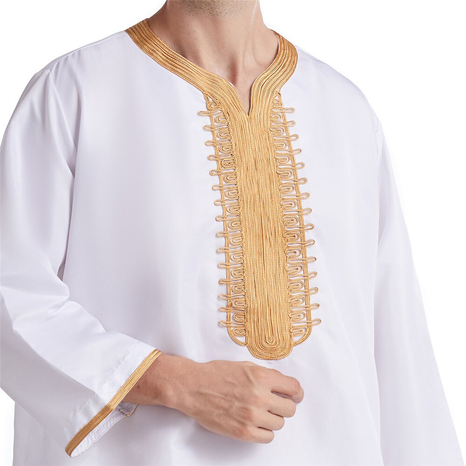 Mens Saudi Arab Muslim Robe Long Thobe Jubba Dishdasha Thawb Thoub ...