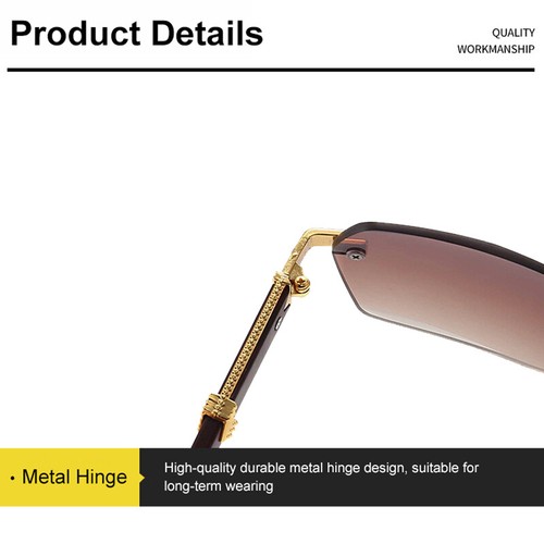 Rimless Rectangle Sunglasses Tinted Frameless Retro Classic Style ...