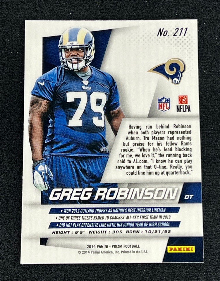 2014 Panini Prizm #211 Greg Robinson RC St. Louis Rams Rookie | eBay