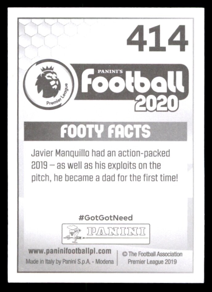 Panini English Football 2020 - Javier Manquillo Newcastle United No ...