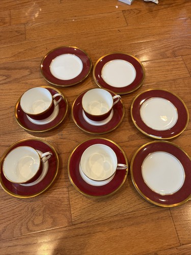 ATHLONE MARONE by COALPORT Bone China 4 Cup 4 Saucer 4 Plate 6” Set ...